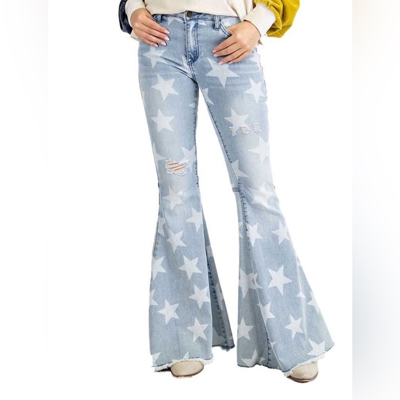 easel | Jeans | Easel Star Light Wash Ultra Flare Jeans Size Large ...